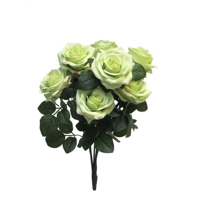 Fake rose bush KAILIN on spike, light green, 16"/40cm