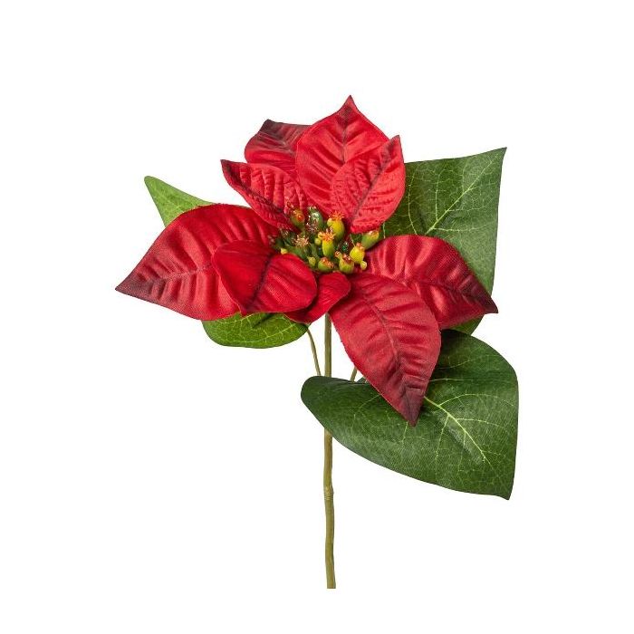 Plastic flower Poinsettia HIKOL, red, 14"/35cm