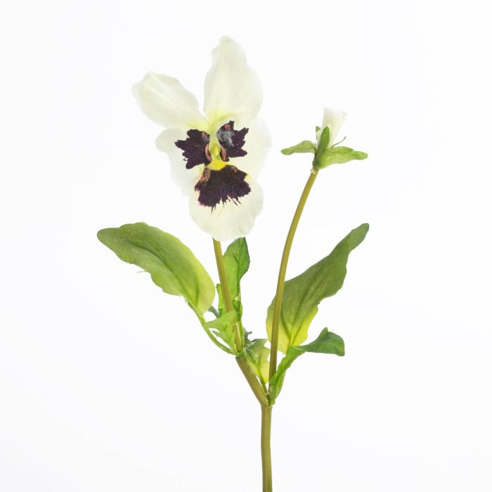 Synthetic pansy spray MELINDA, white, 20cm, Ø5x7cm - Fake flowers