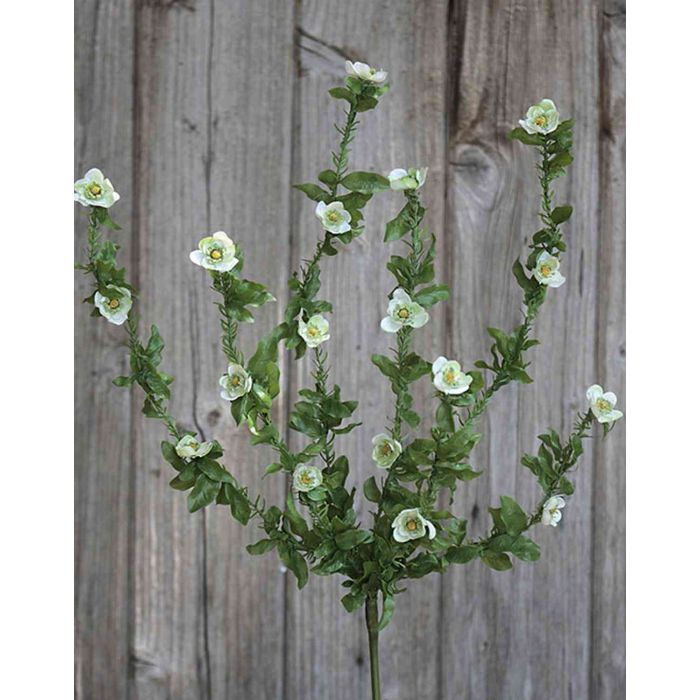 Artificial wild rose spray AMINE, white, 24"/60cm