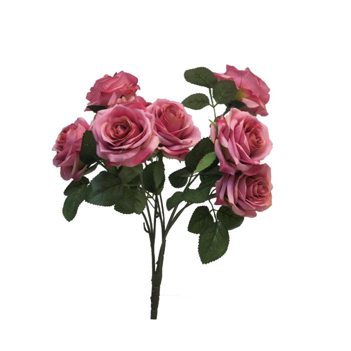 Fake rose bush KAILIN on spike, pink, 16"/40cm