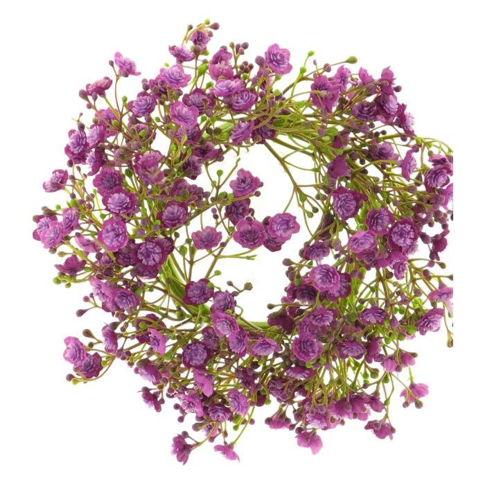 Artificial gypsophila wreath LITAGO, purple, Ø8"/20cm