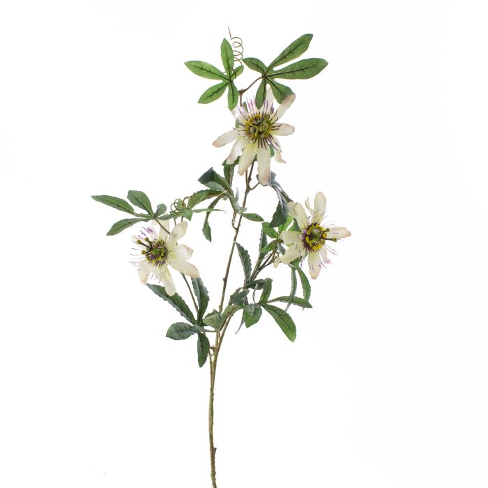 Artificial passion flower SHARI, white-purple, 100cm, Ø9-11cm - Fake ...