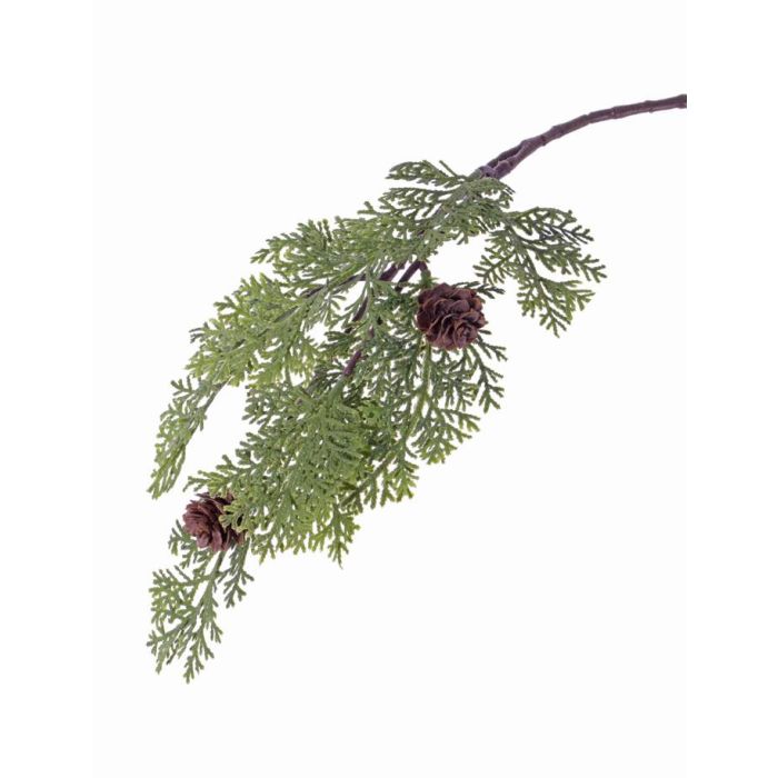 Fake Cedar branch MARLON, with cones, green, 18"/45cm - Fake trees