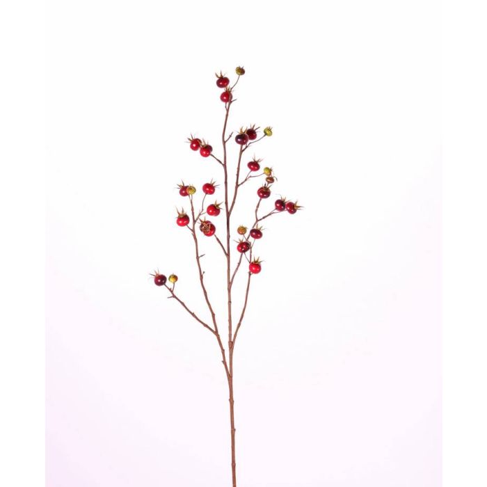 Artificial Wild rose spray GERDA, with fruits, red, 4ft/110cm - Fake plants